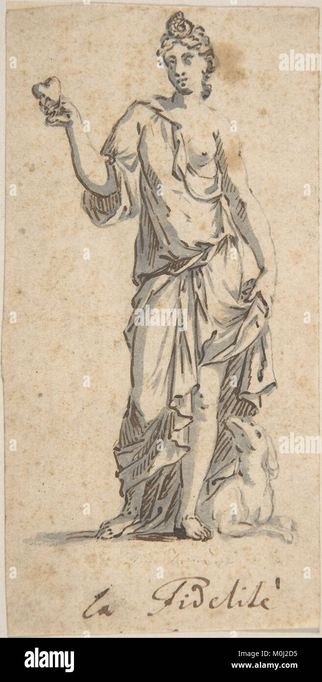 A classical painting portraying the allegorical figure of fidelity ...