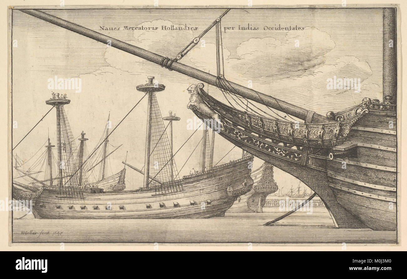 A depiction of a Dutch West Indiaman merchant ship, used in the 17th ...