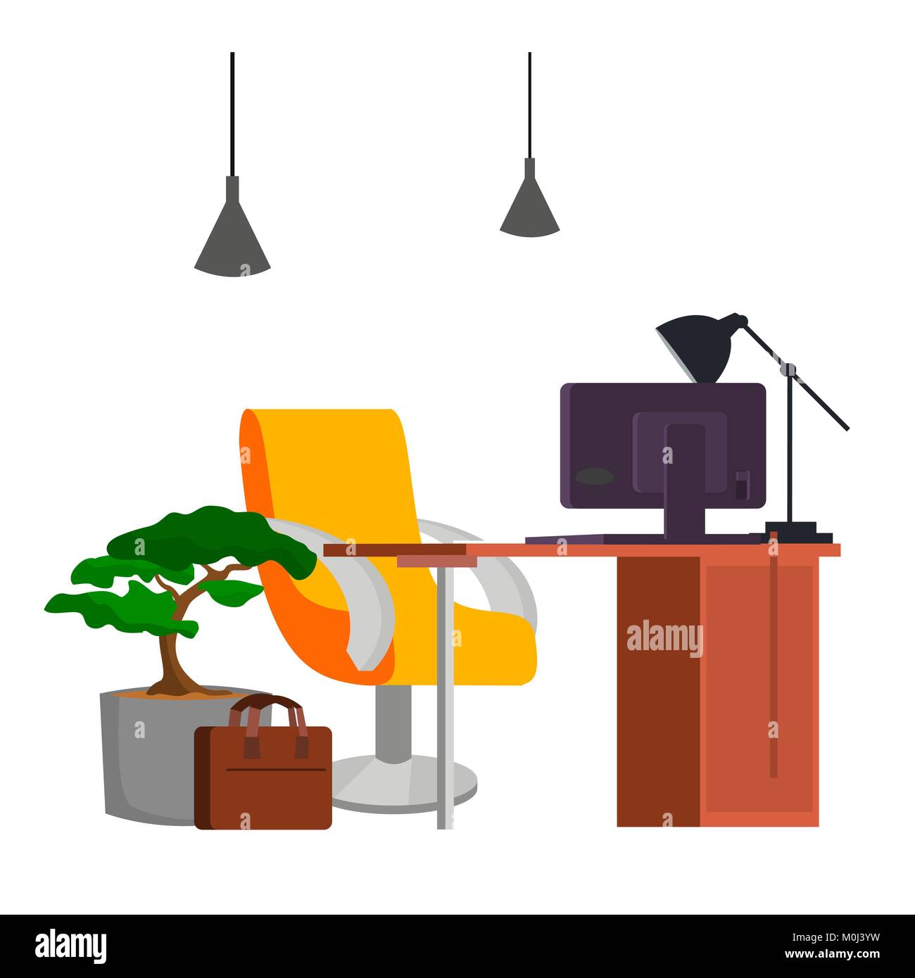 Office Workplace Vector. Office Desk, PC. Modern Developer Studio ...