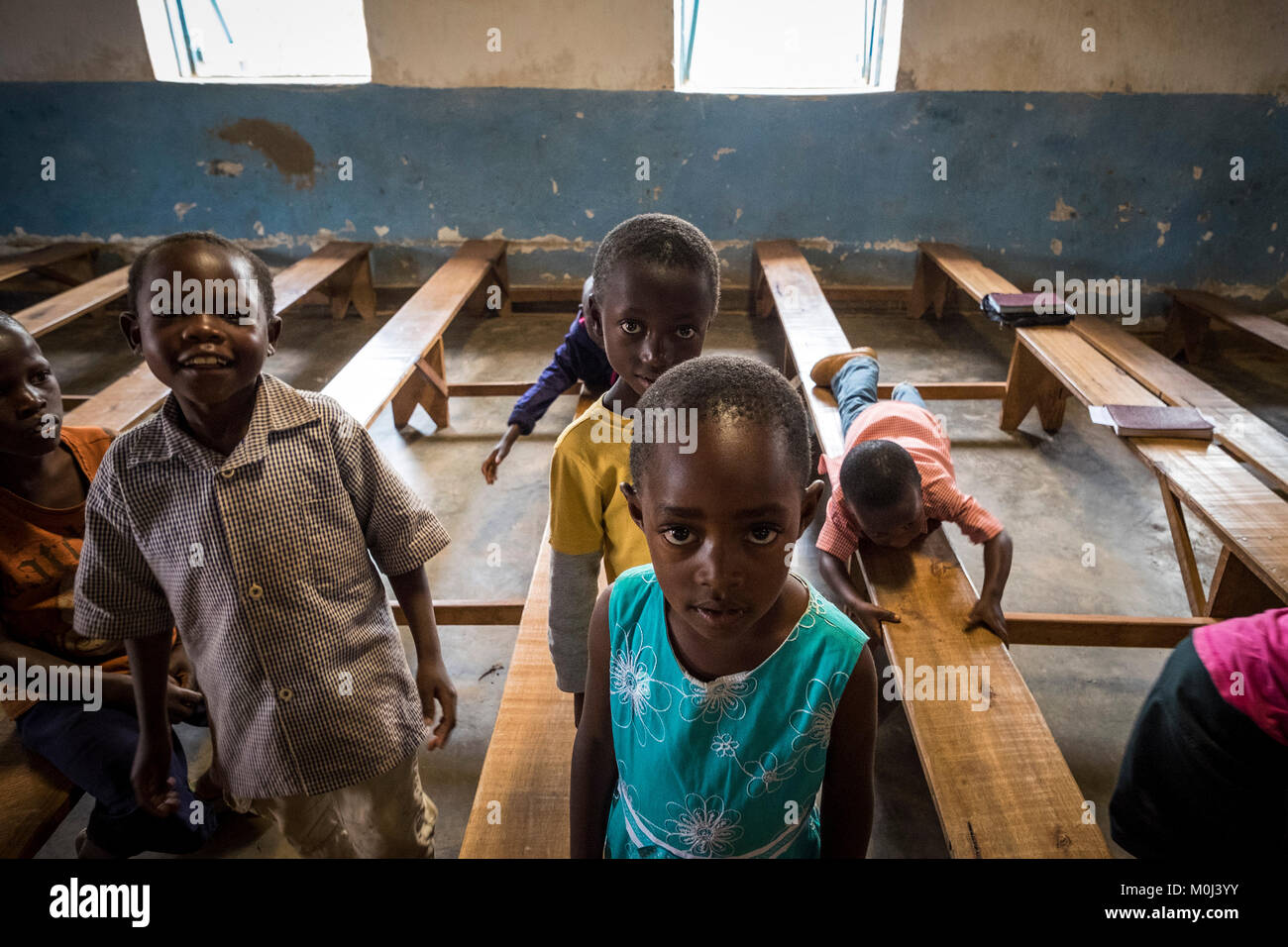 Rwanda, Burera lake, surrounding of Kidaho, local school Stock Photo ...