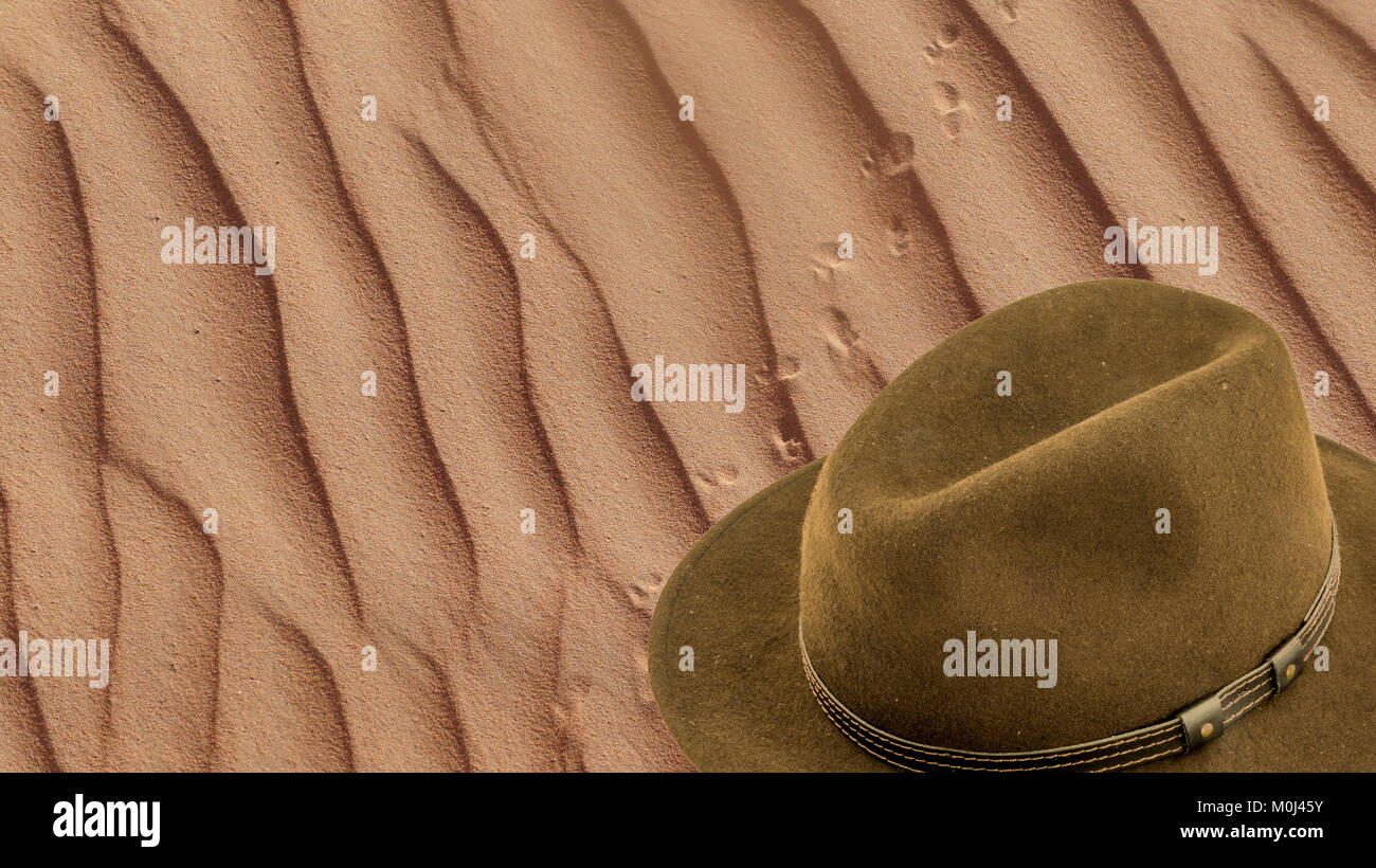 Hat in the sand of the Wahabia desert in Oman. with ripple marks and ...