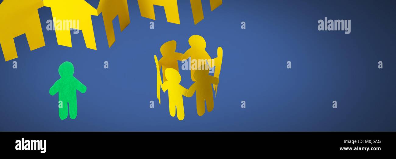 Individual alone and group together people paper cut outs Stock Photo ...