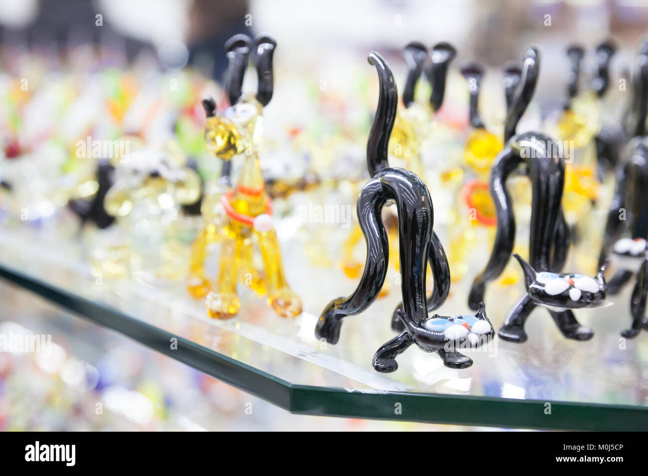 Close up of a delicate souvenir made in glass, a traditional craft in ...
