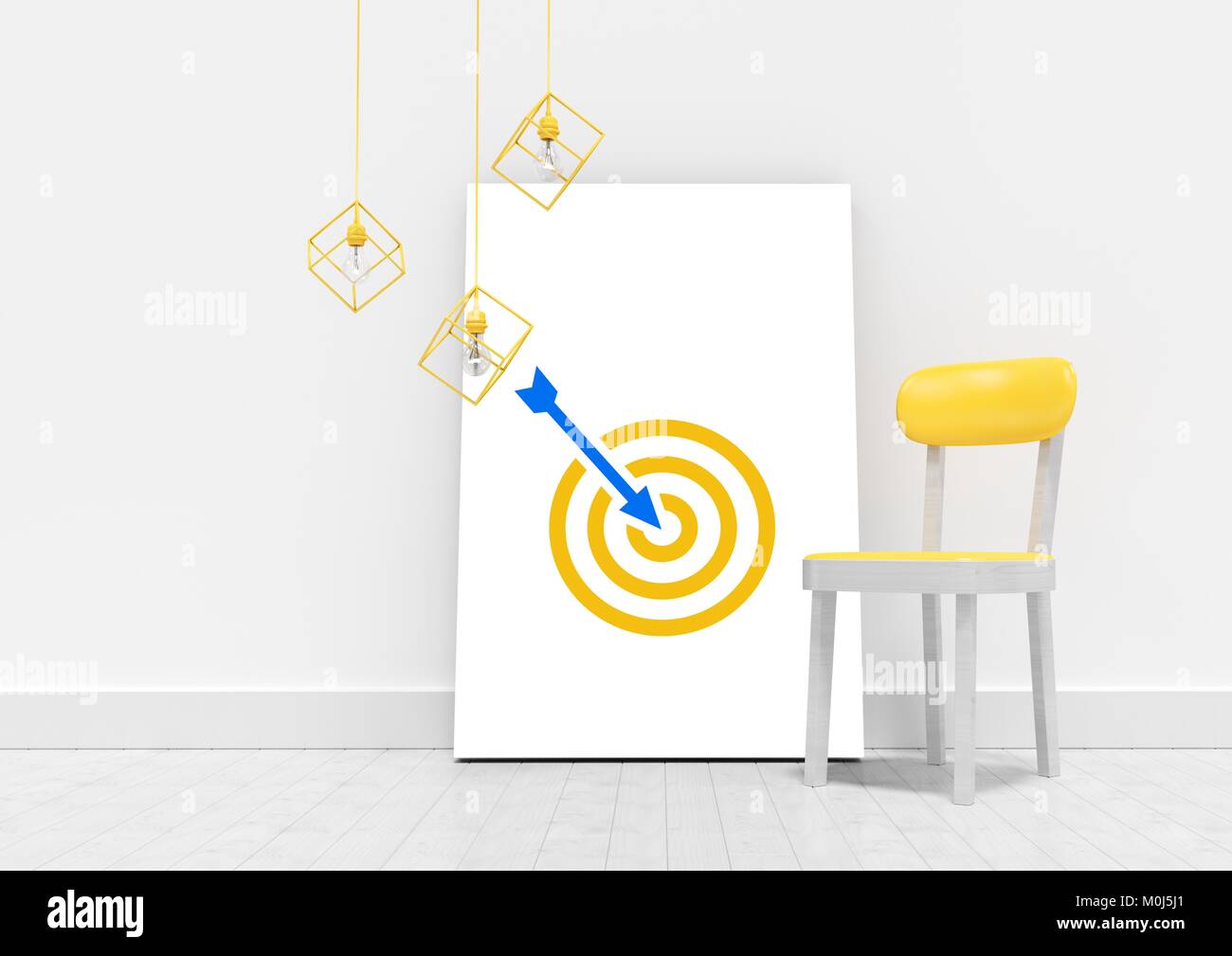 Arrow and target icon on blank board in room Stock Photo - Alamy