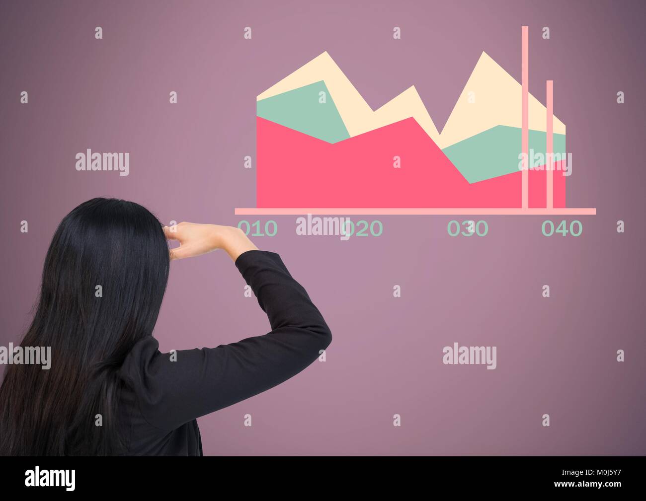 Woman with colorful chart statistics Stock Photo - Alamy