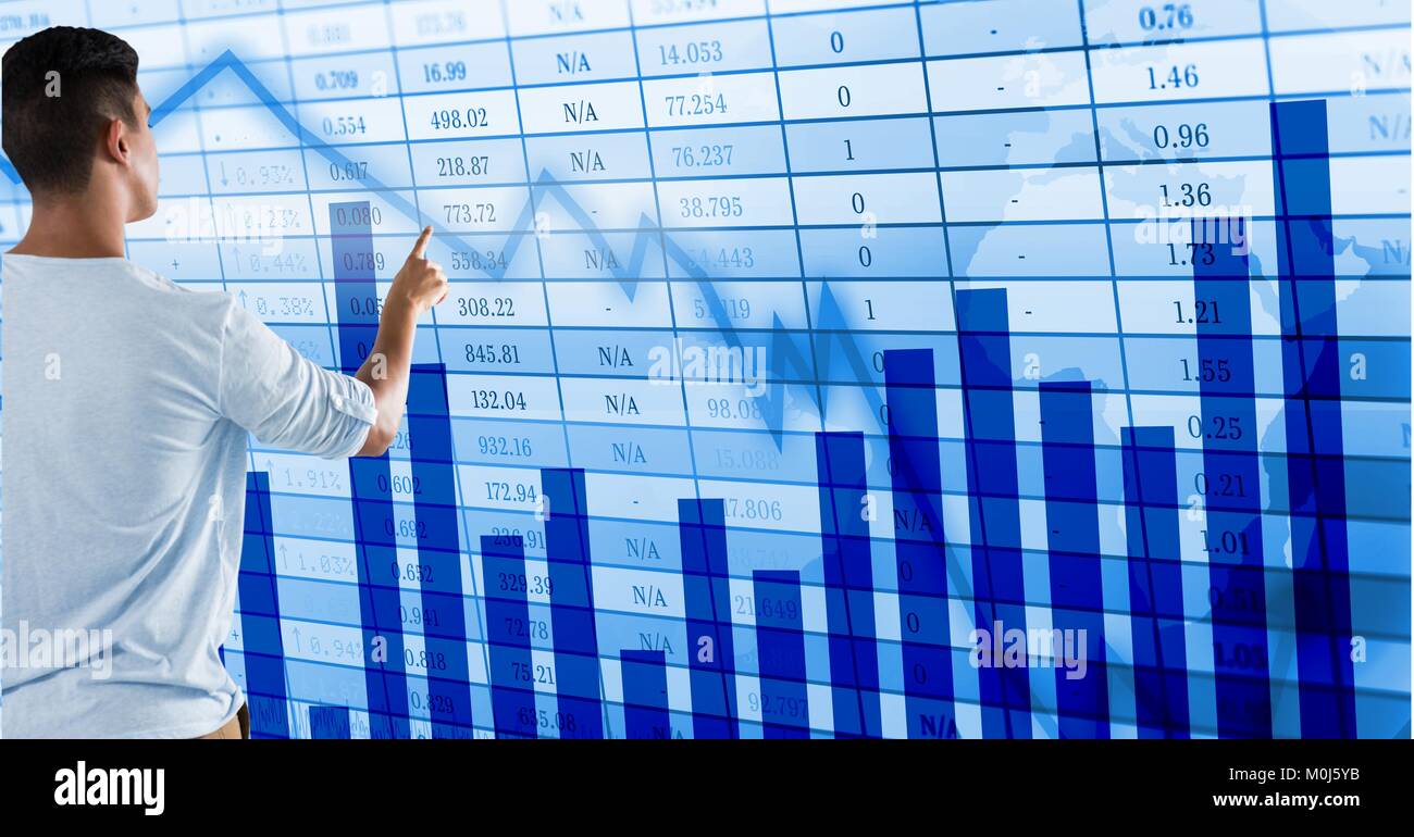Man touching graph interface Stock Photo - Alamy