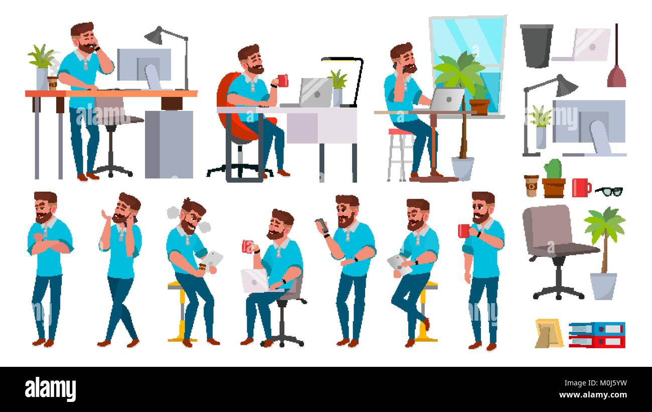 Business Man Character Vector. Working People Set. Office, Creative ...