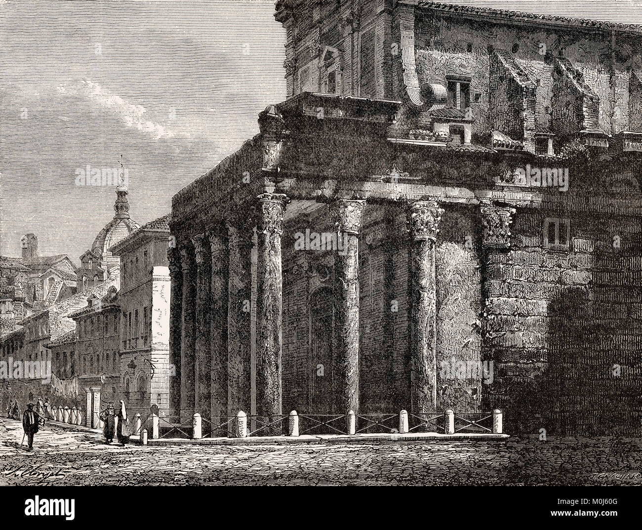 The Temple of Antoninus and Faustina, Rome, Italy, 19th Century Stock ...