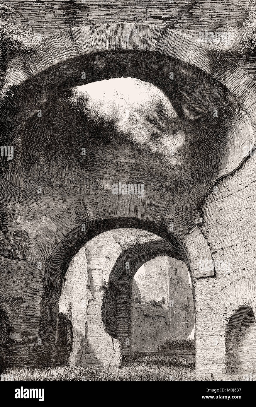 The caldarium of the Baths of Caracalla, Rome, Italy, 19th Century ...