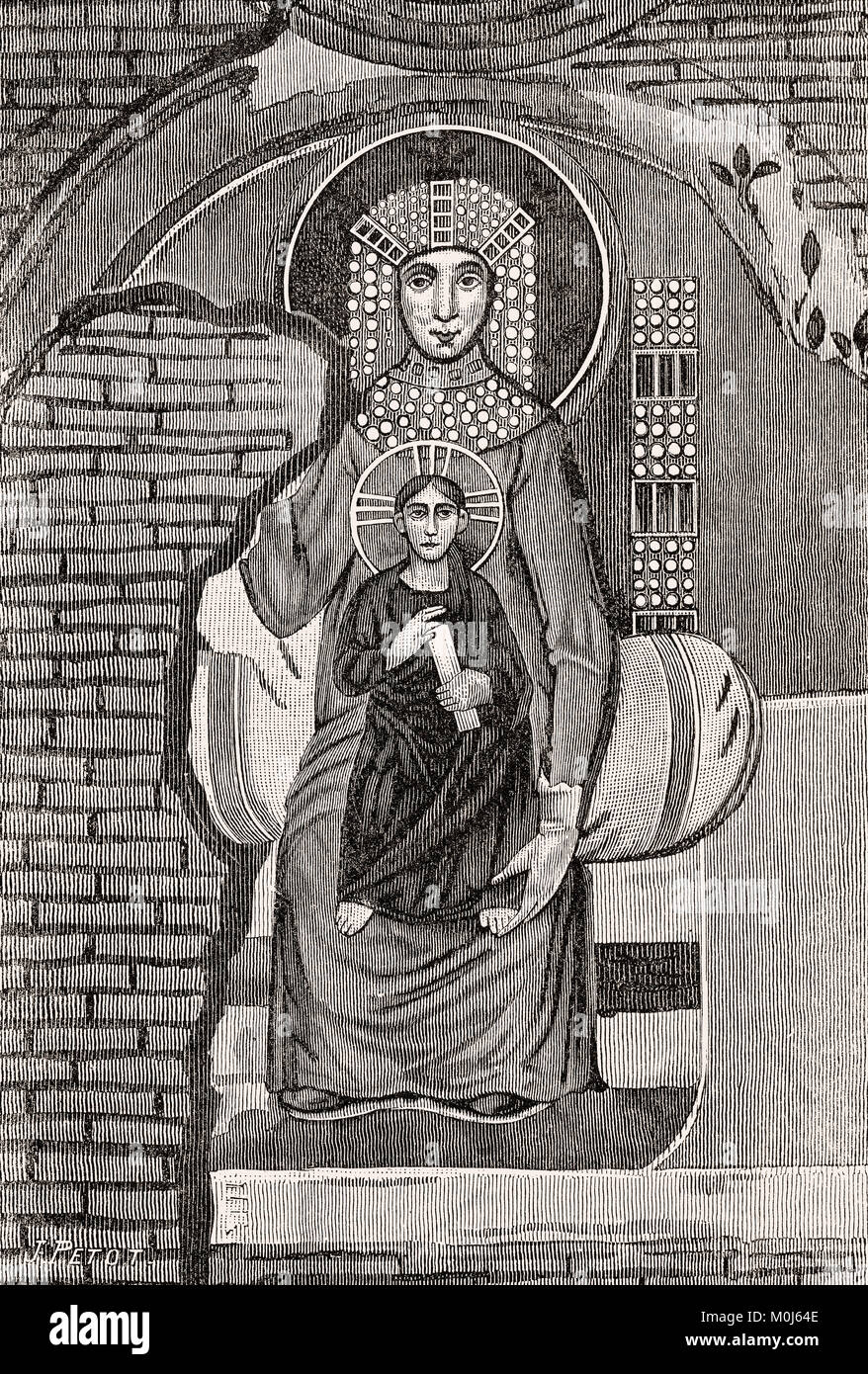 Byzantine Madonna and child, ninth century, Basilica of Saint Clement ...