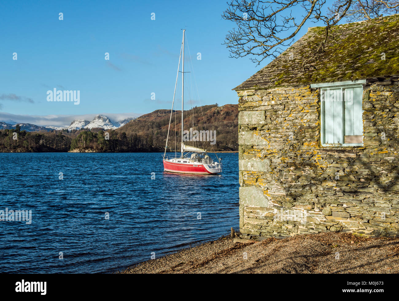 Stone Boatshed near Waterhead, Lake District National Park Stock Photo ...