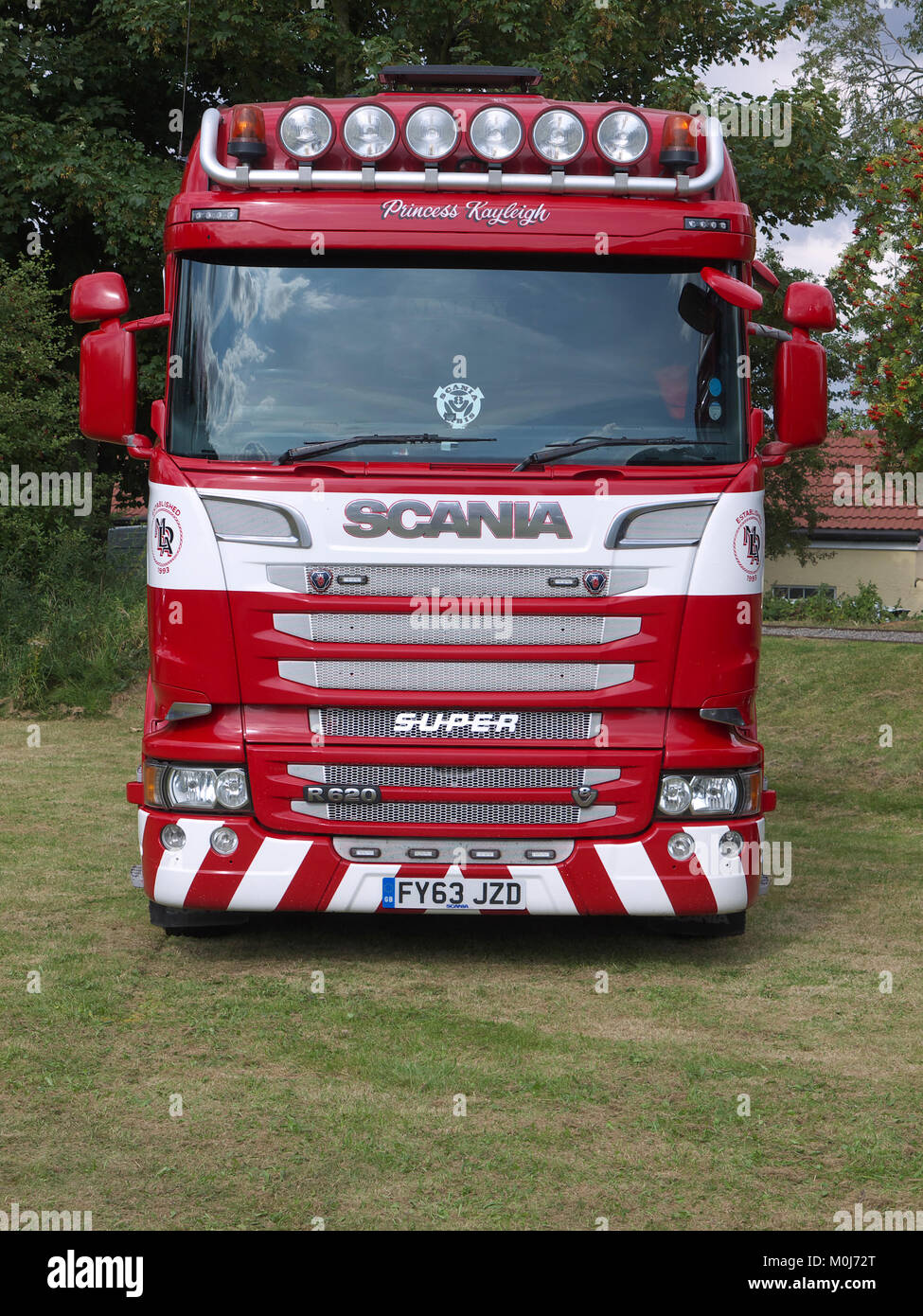 Red Scania on display at the GCMES gala Stock Photo - Alamy