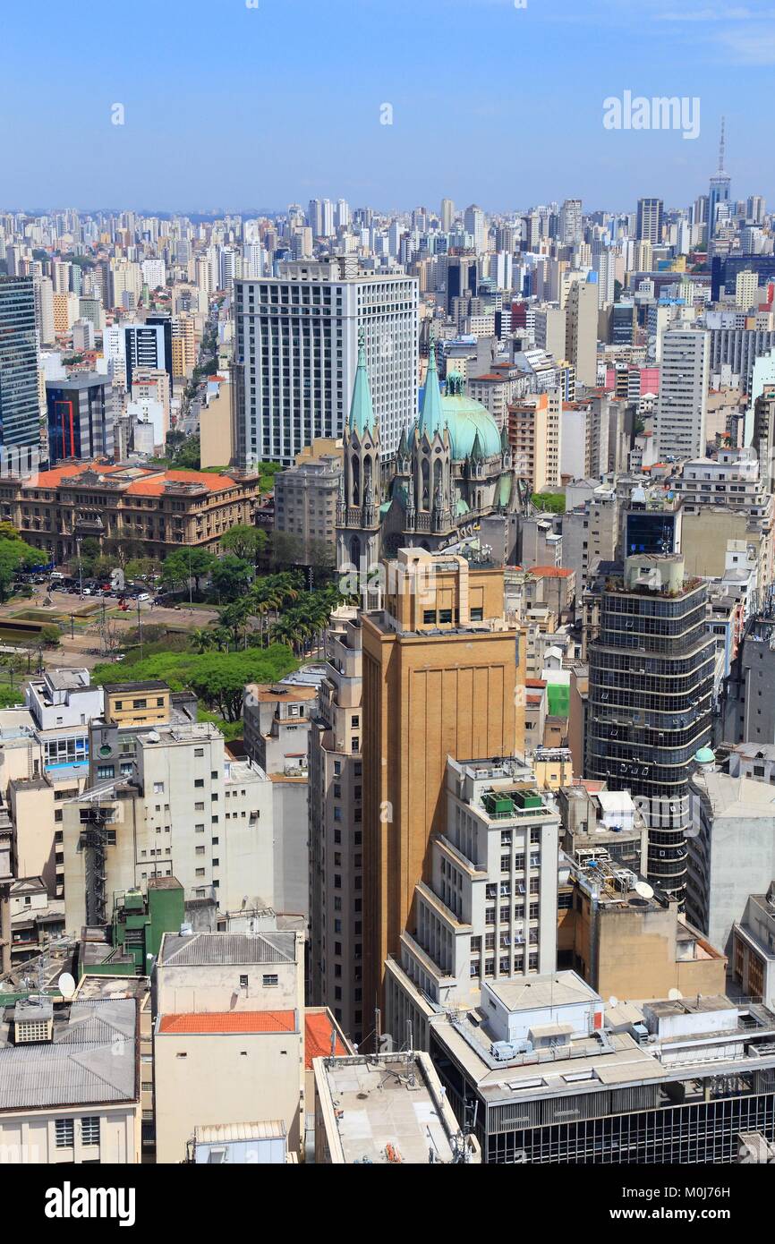 Sao Paulo, Brazil. Aerial view of skyline with the Metropolitan ...