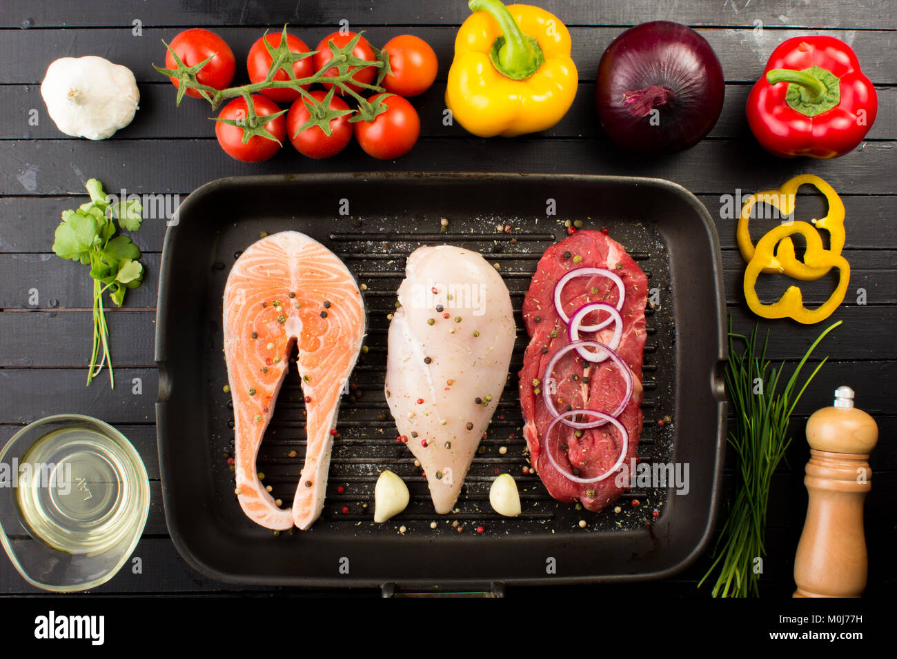Animal proteins ready to be cooked Stock Photo - Alamy