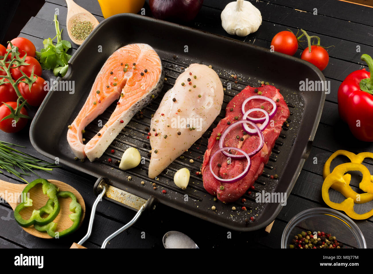 Animal proteins ready to be cooked Stock Photo - Alamy