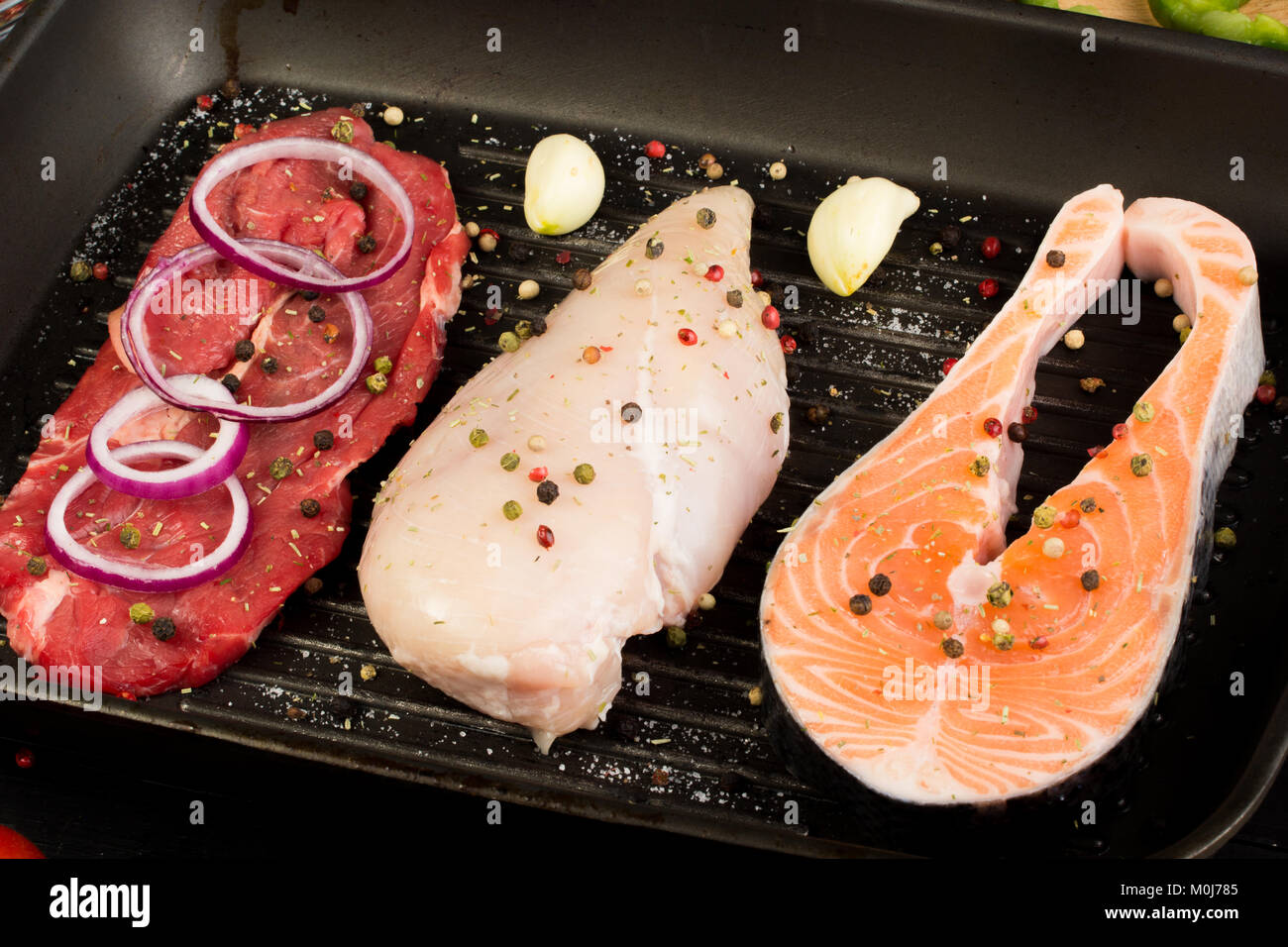 Animal proteins ready to be cooked Stock Photo - Alamy