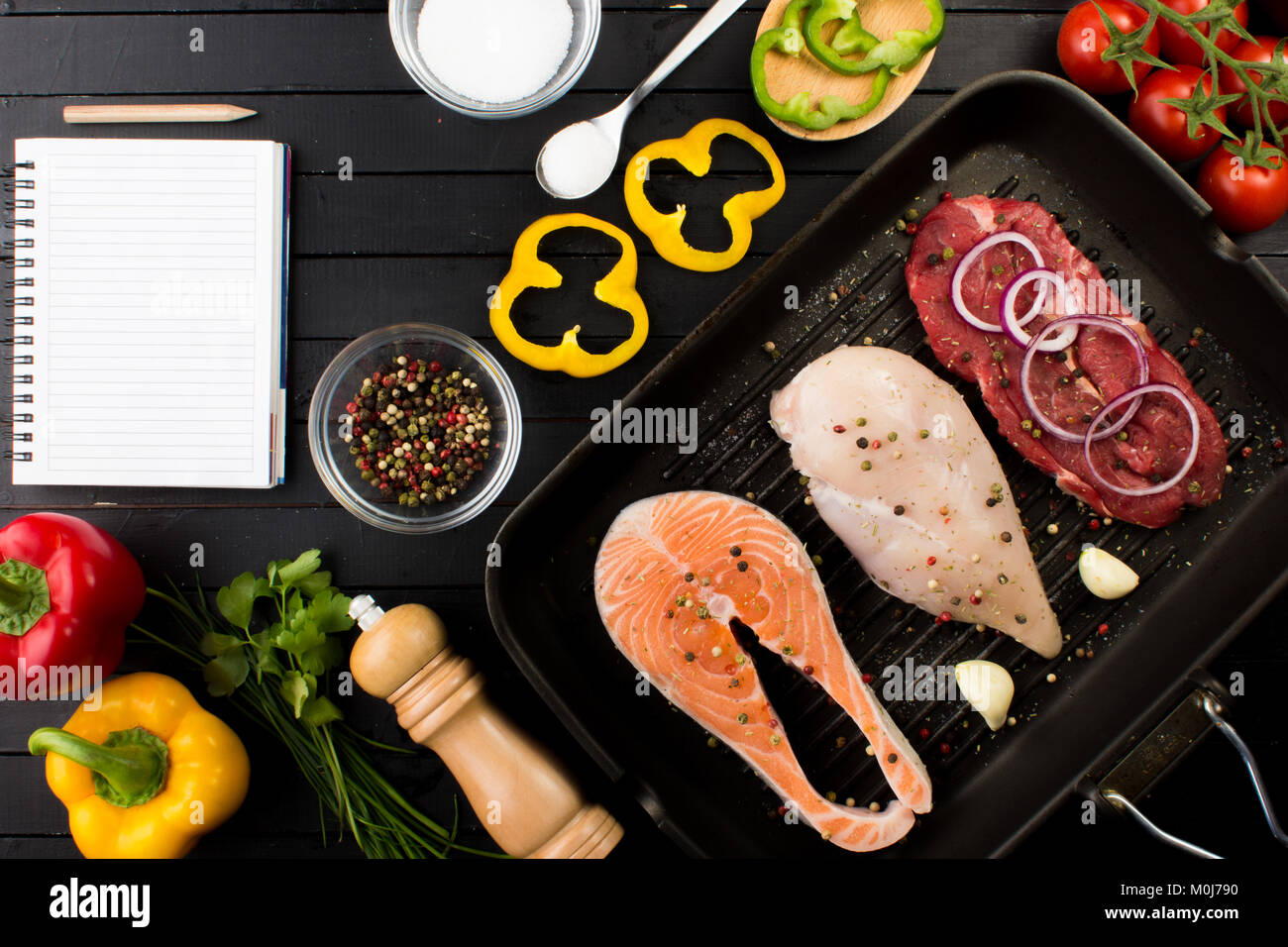 Animal proteins ready to be cooked Stock Photo - Alamy