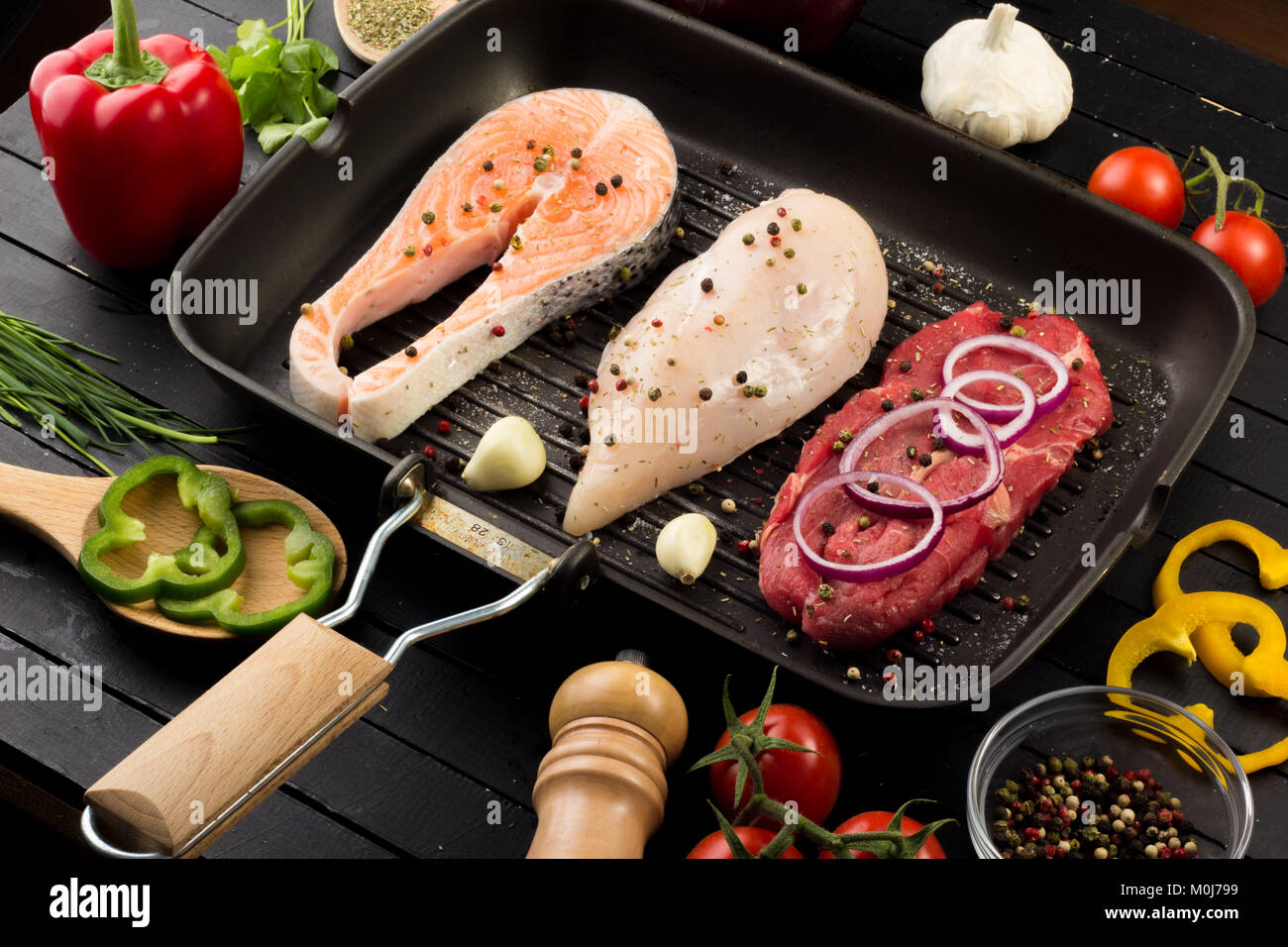 Animal proteins ready to be cooked Stock Photo - Alamy
