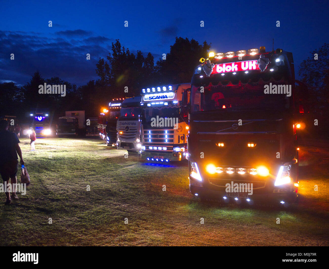 Lorries on display at night at the GCMES gala Stock Photo - Alamy