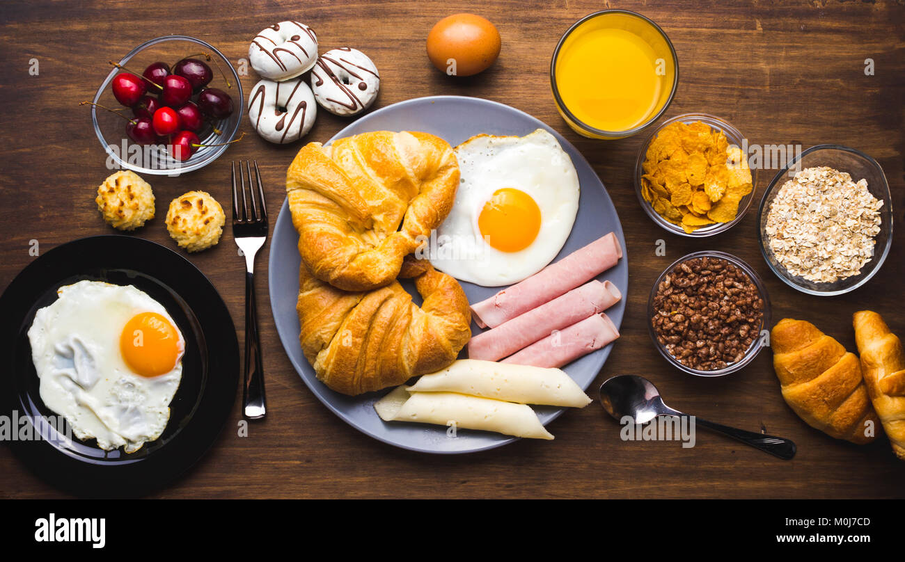 Different types of breakfasts to start the day Stock Photo - Alamy
