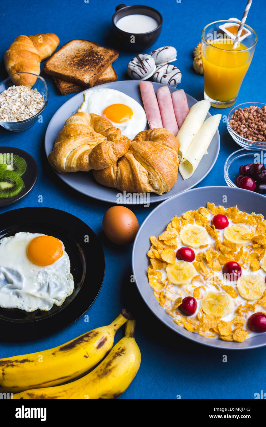 Different types of breakfasts to start the day Stock Photo - Alamy