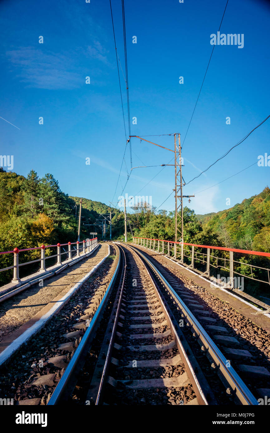Railroad tracks. Classical railway Stock Photo - Alamy