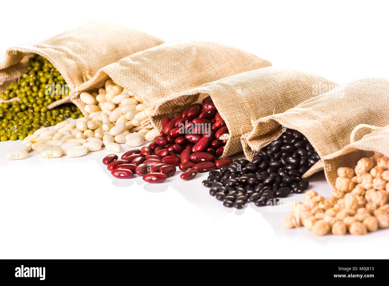 Different types of grains on white background Stock Photo - Alamy