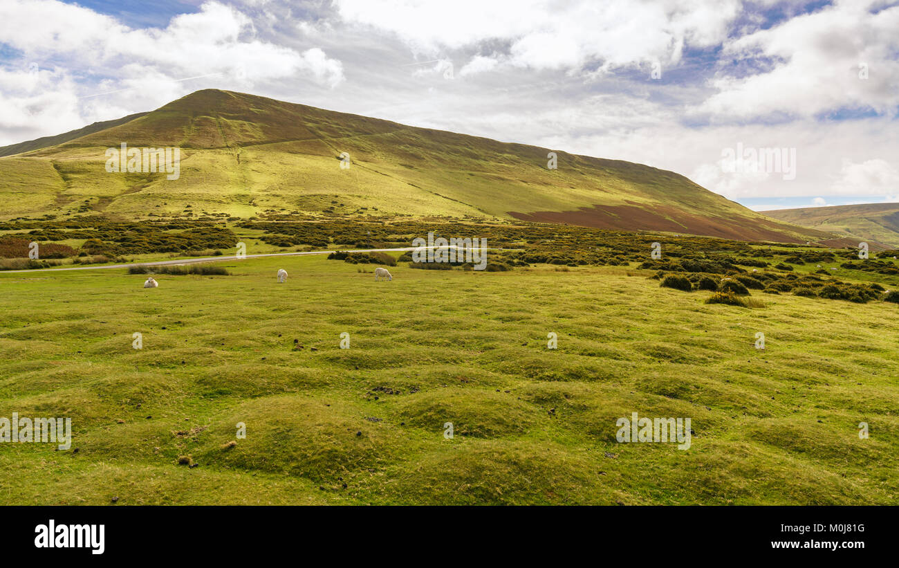 View over the landscape of the Brecon Beacons National Park with Hay ...