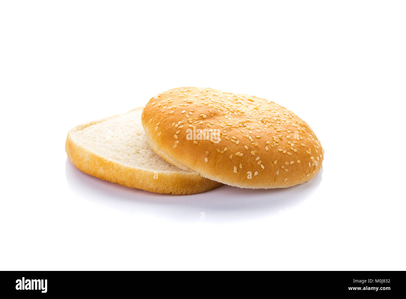 hamburger 'bread on white background Stock Photo - Alamy