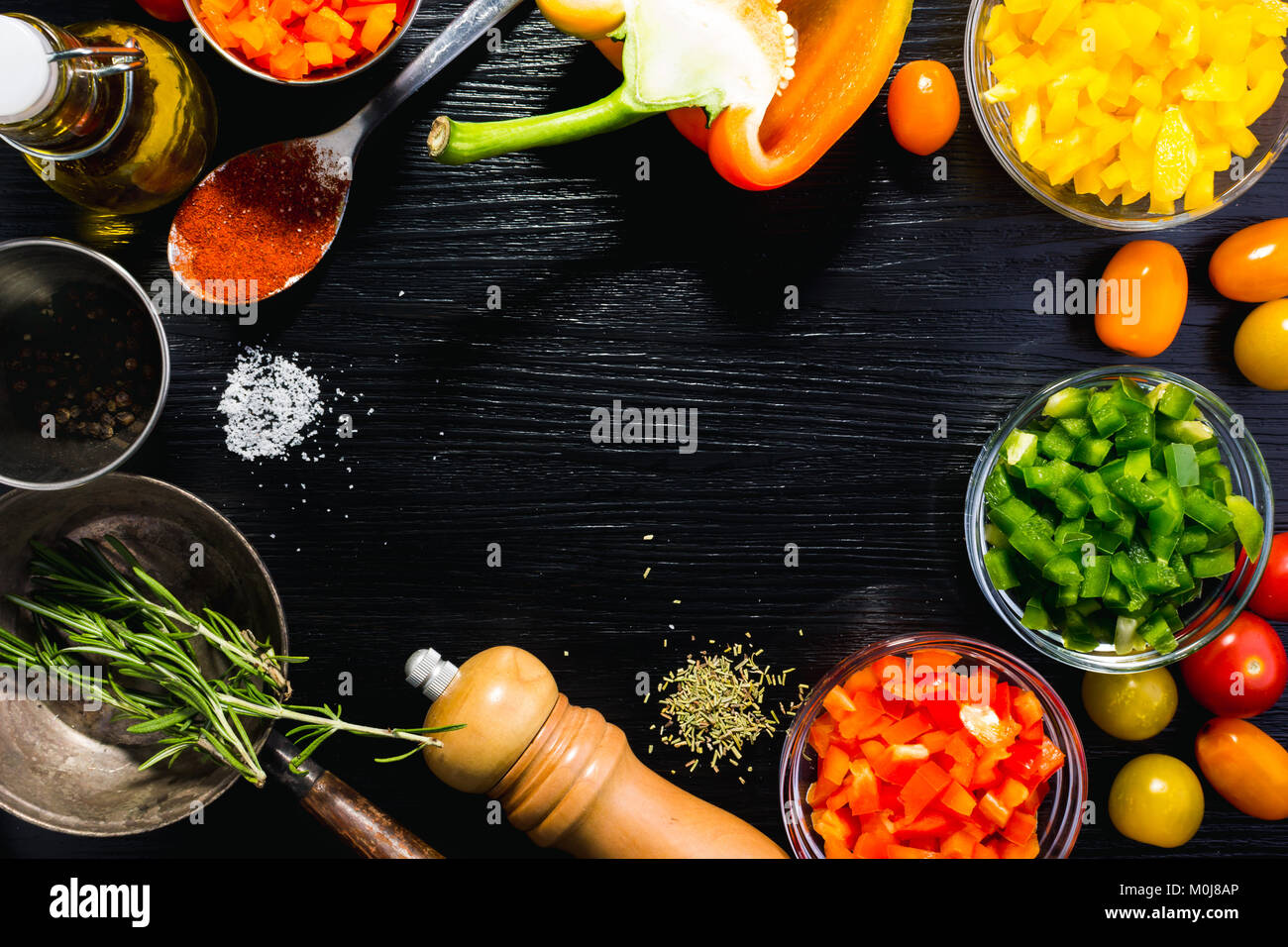 Various ingredients and spices to follow a specific recipe Stock Photo ...