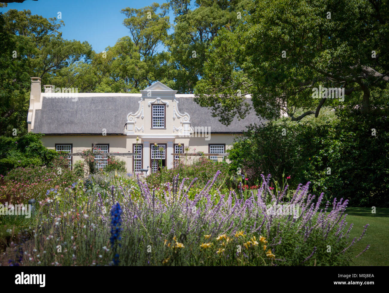 Cape Dutch wine homestead with summer garden Stock Photo - Alamy