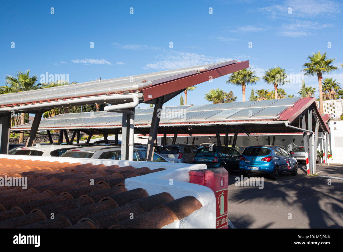 Solar thermal panels for heating hot water over the car park in the ...