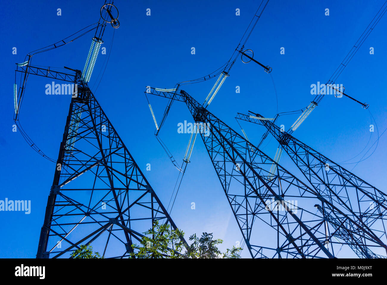 electricity transmission pylon. Power Tower Stock Photo - Alamy