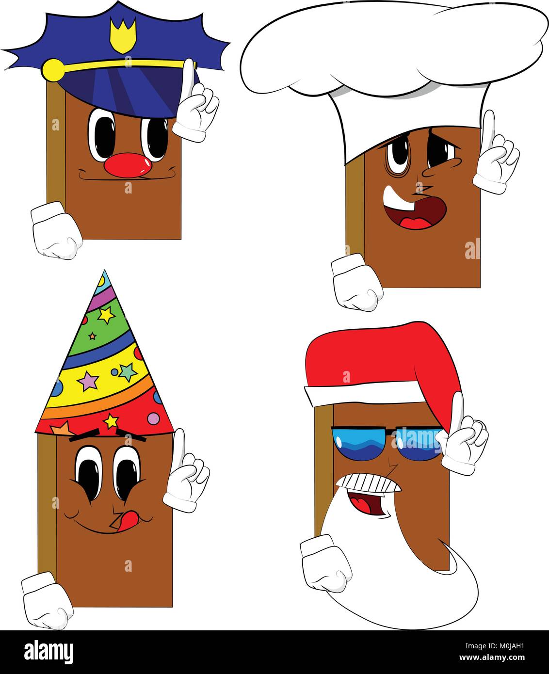 Books making a point. Cartoon book collection with costume faces ...