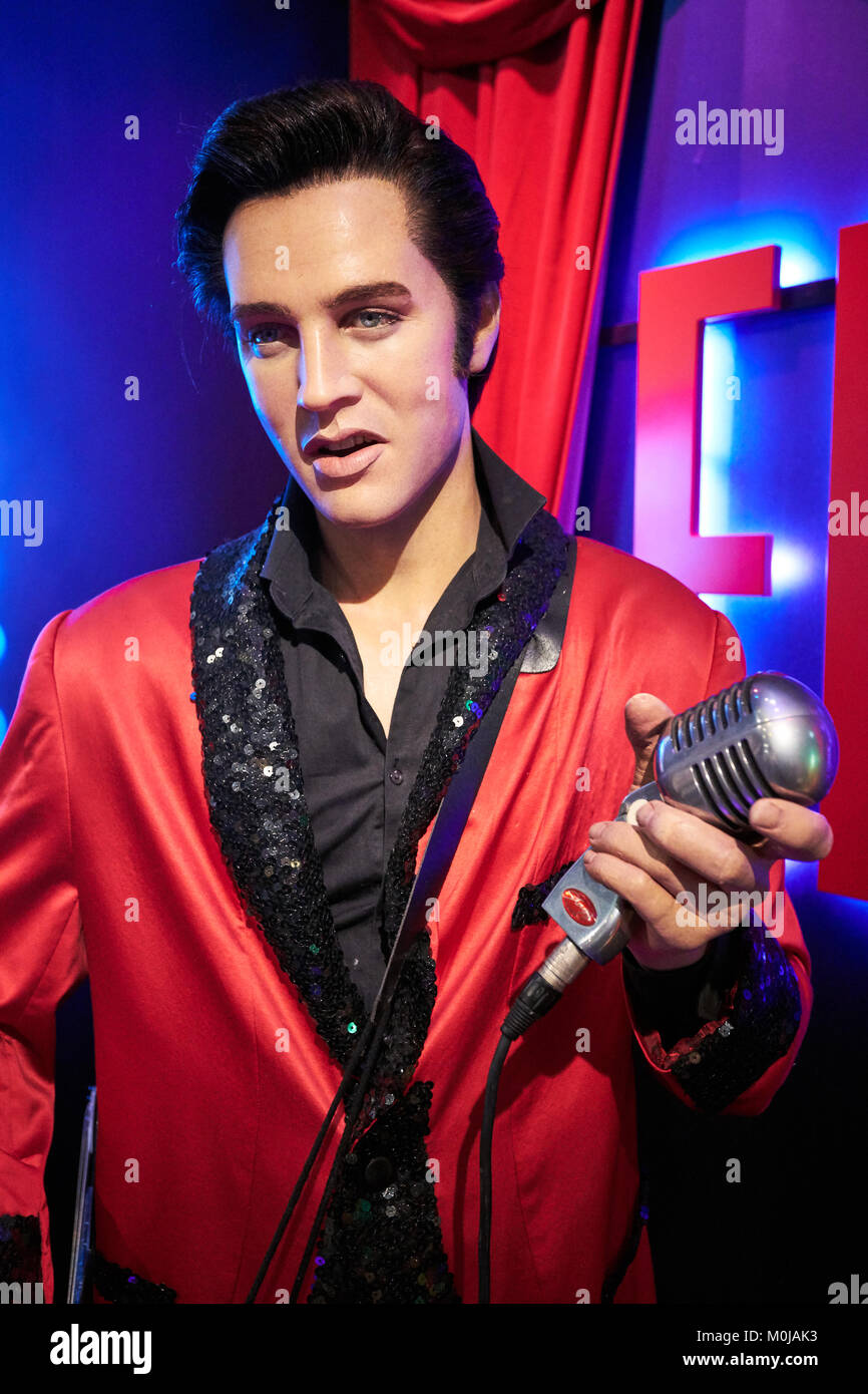 Amsterdam, Netherlands - September 05, 2017:Wax figure of Elvis Presley ...
