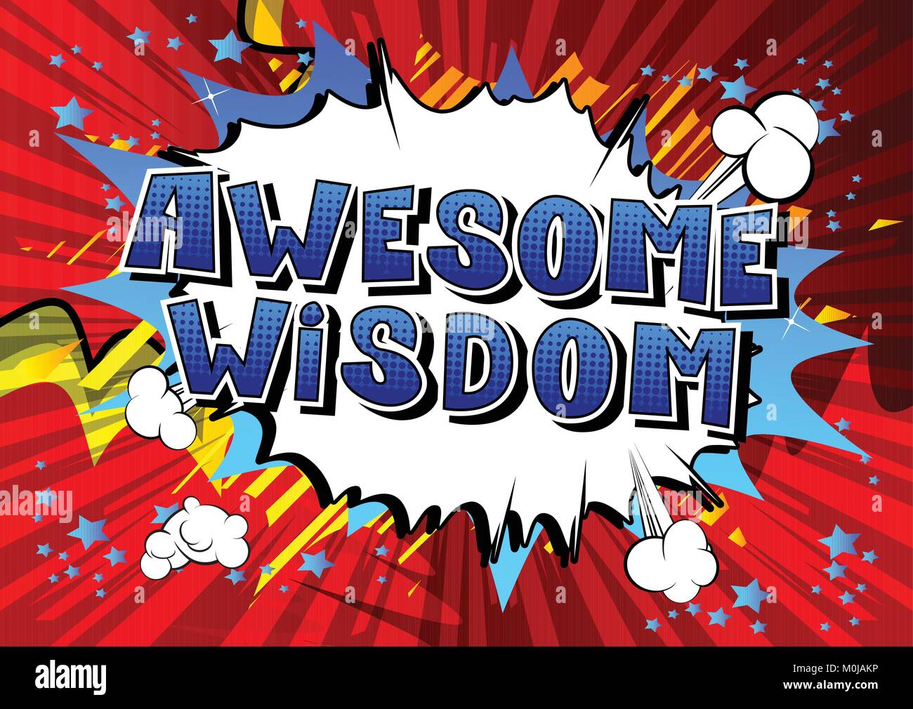Awesome Wisdom - Comic book style word on abstract background Stock ...