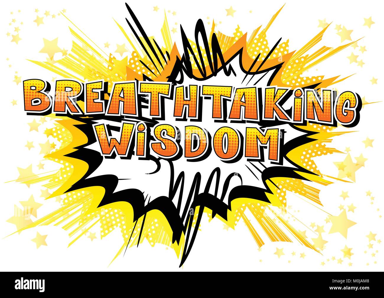 Breathtaking Wisdom - Comic book style word on abstract background ...