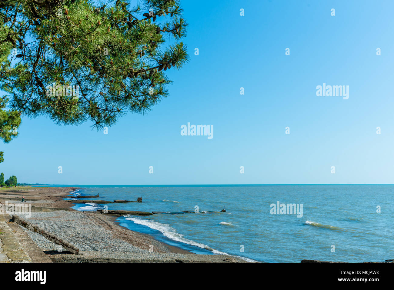 Seascape panorama of Black Sea. Nature panoramic background Stock Photo ...