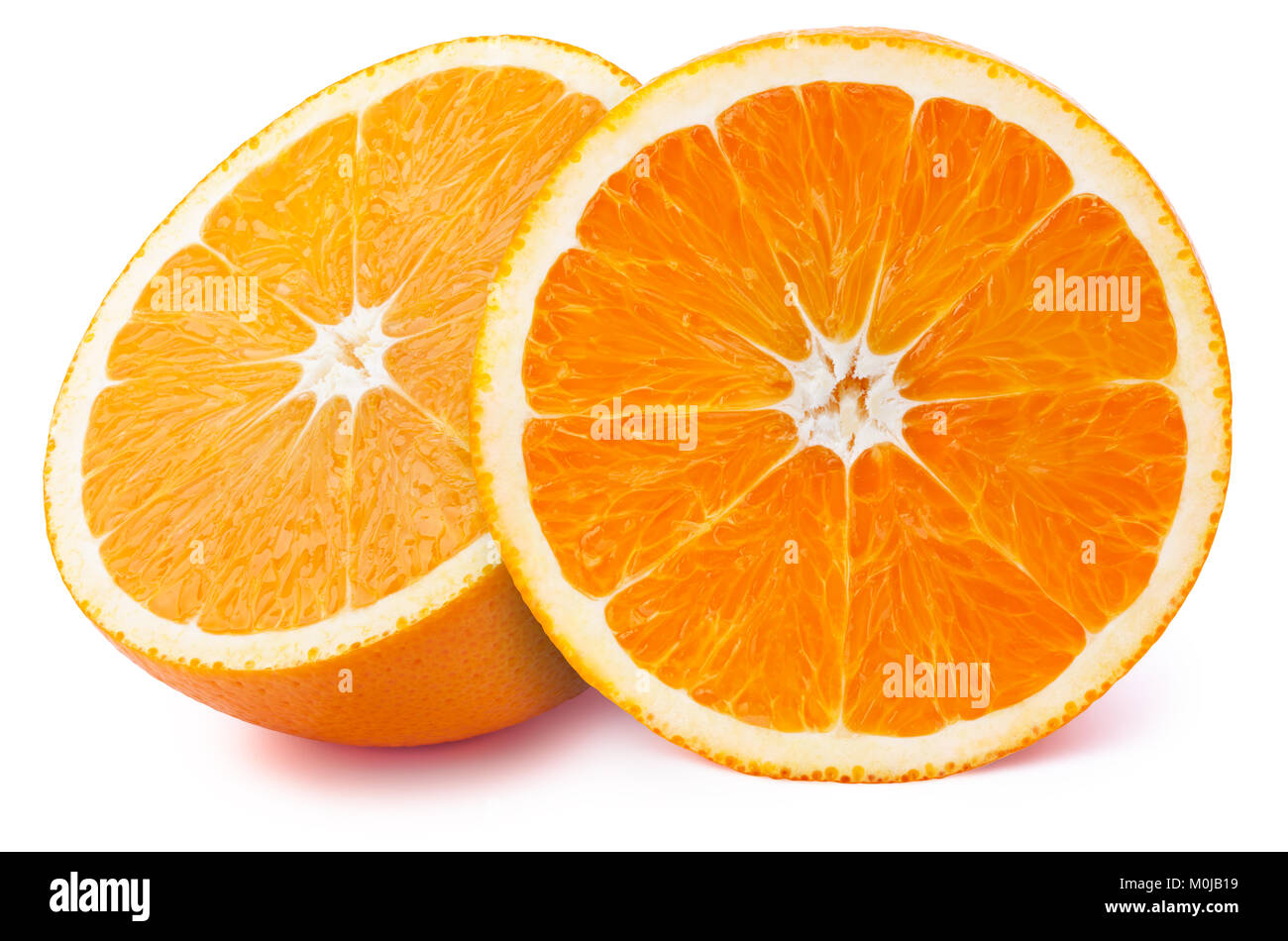 Halfs of orange isolated Stock Photo - Alamy