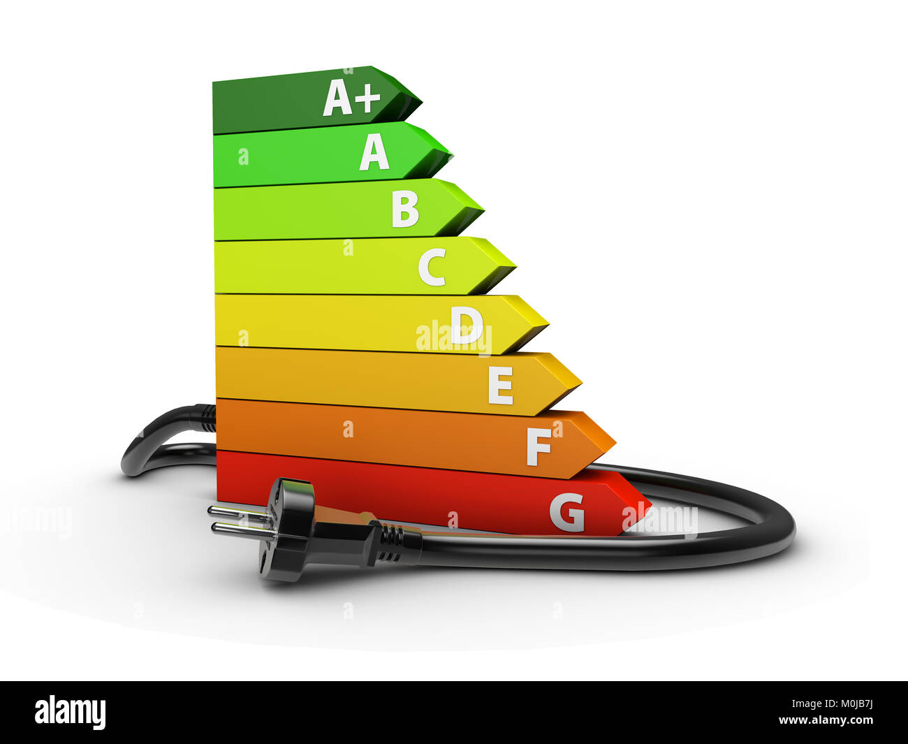 Energy labels with plug on white background. 3d illustration Stock ...