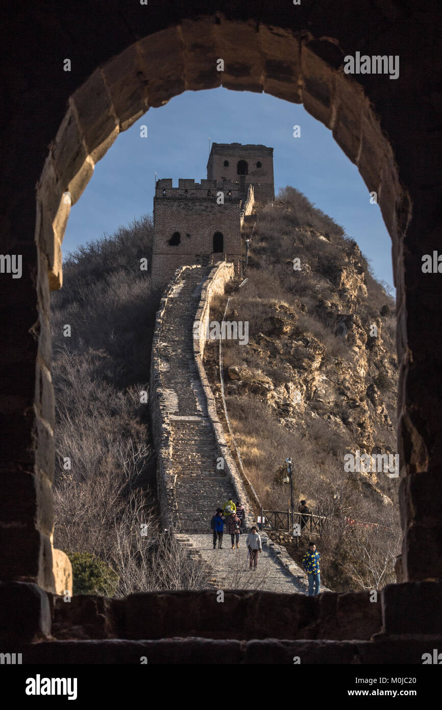 Simatai Great Wall during morning, window view Stock Photo - Alamy