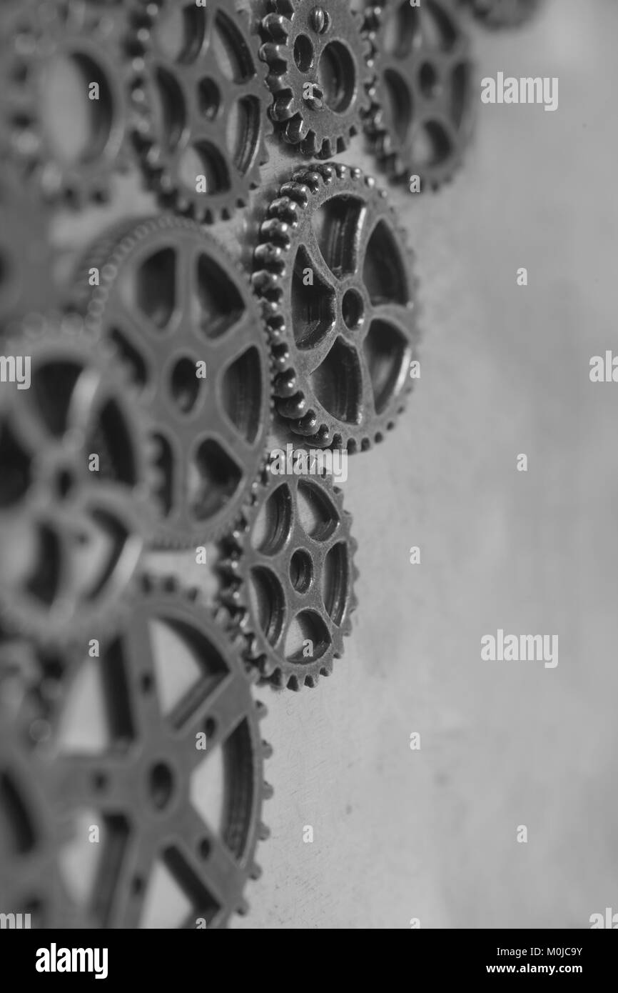 Machine wheel cog belt Black and White Stock Photos & Images - Alamy