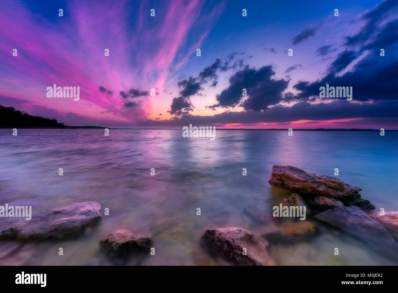 Colorful Sunset Over the Lake Stock Photo - Alamy