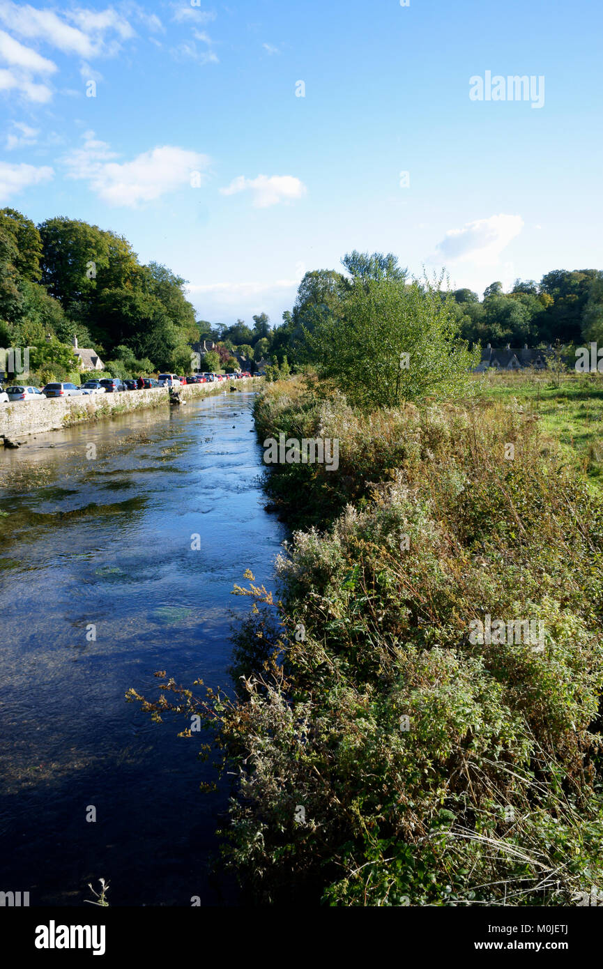 River Coln running through Bibury next to Rack Isle Meadow Stock Photo ...