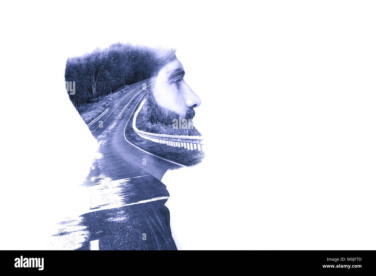 Concept, depicting trip. Image created using multiple exposures. Black ...