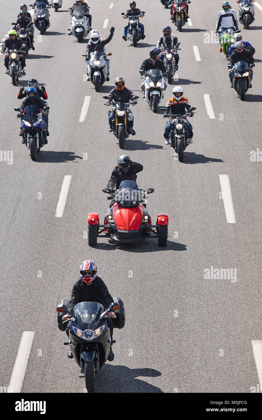 Motorcycle riders on the road. Transportation background. Fun Stock ...