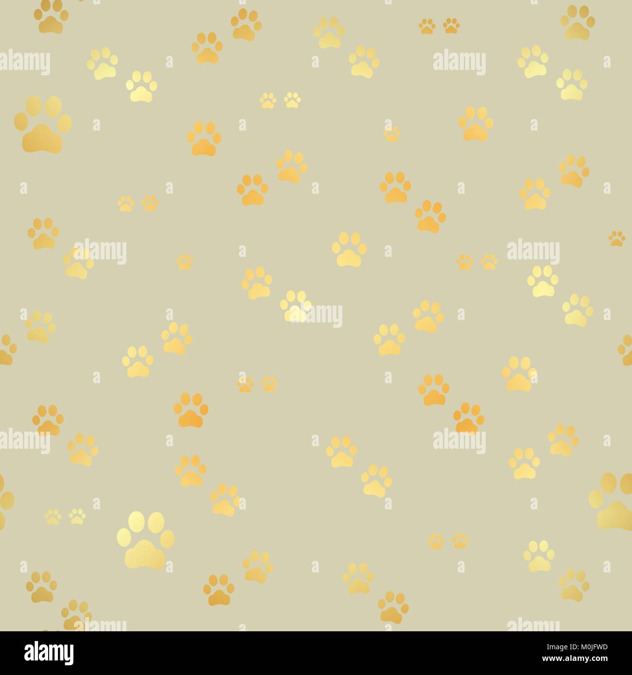 Dog Gold paw prints. Seamless pattern of animal gold footprints. Dog ...