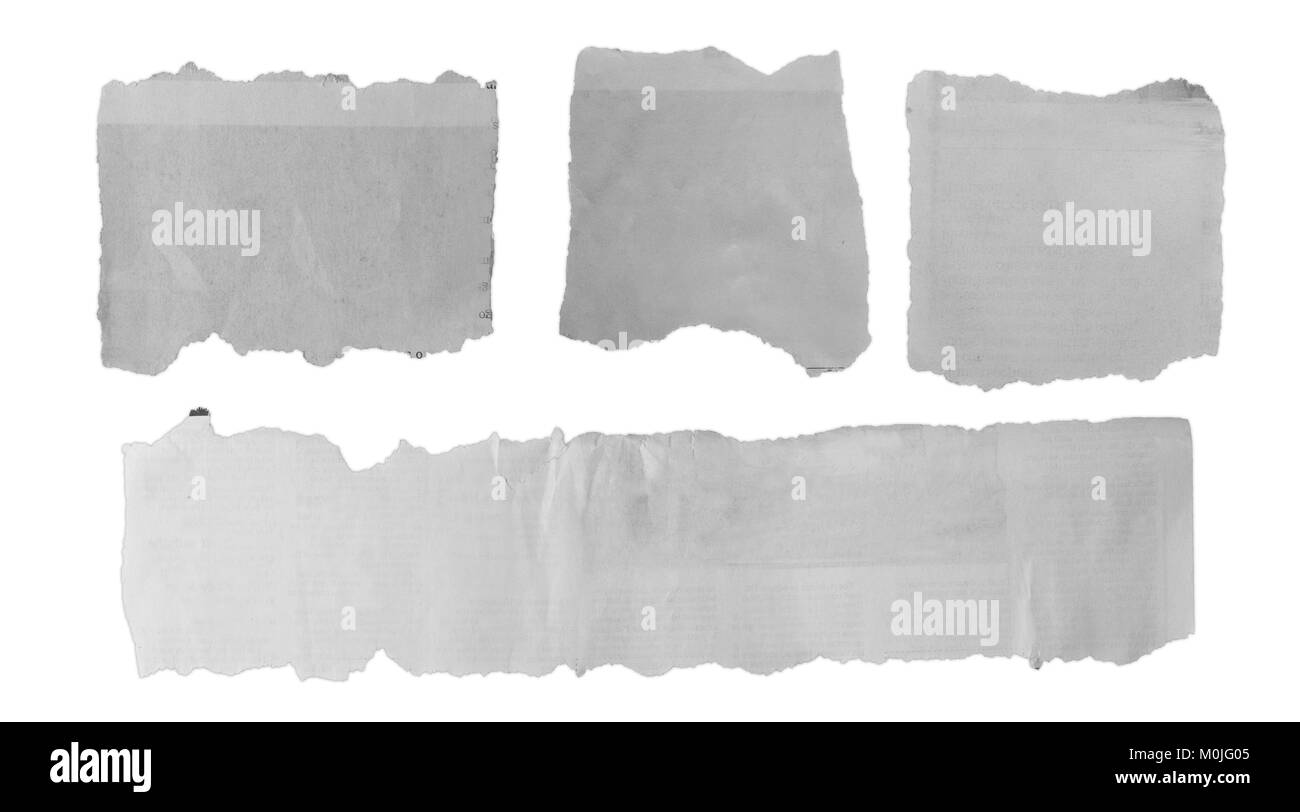Four pieces of torn paper on plain background Stock Photo - Alamy