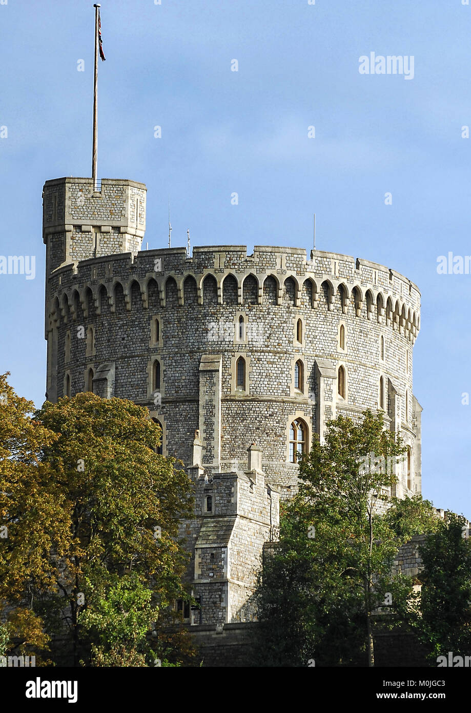 A circular tower of Windsor Castle Stock Photo - Alamy