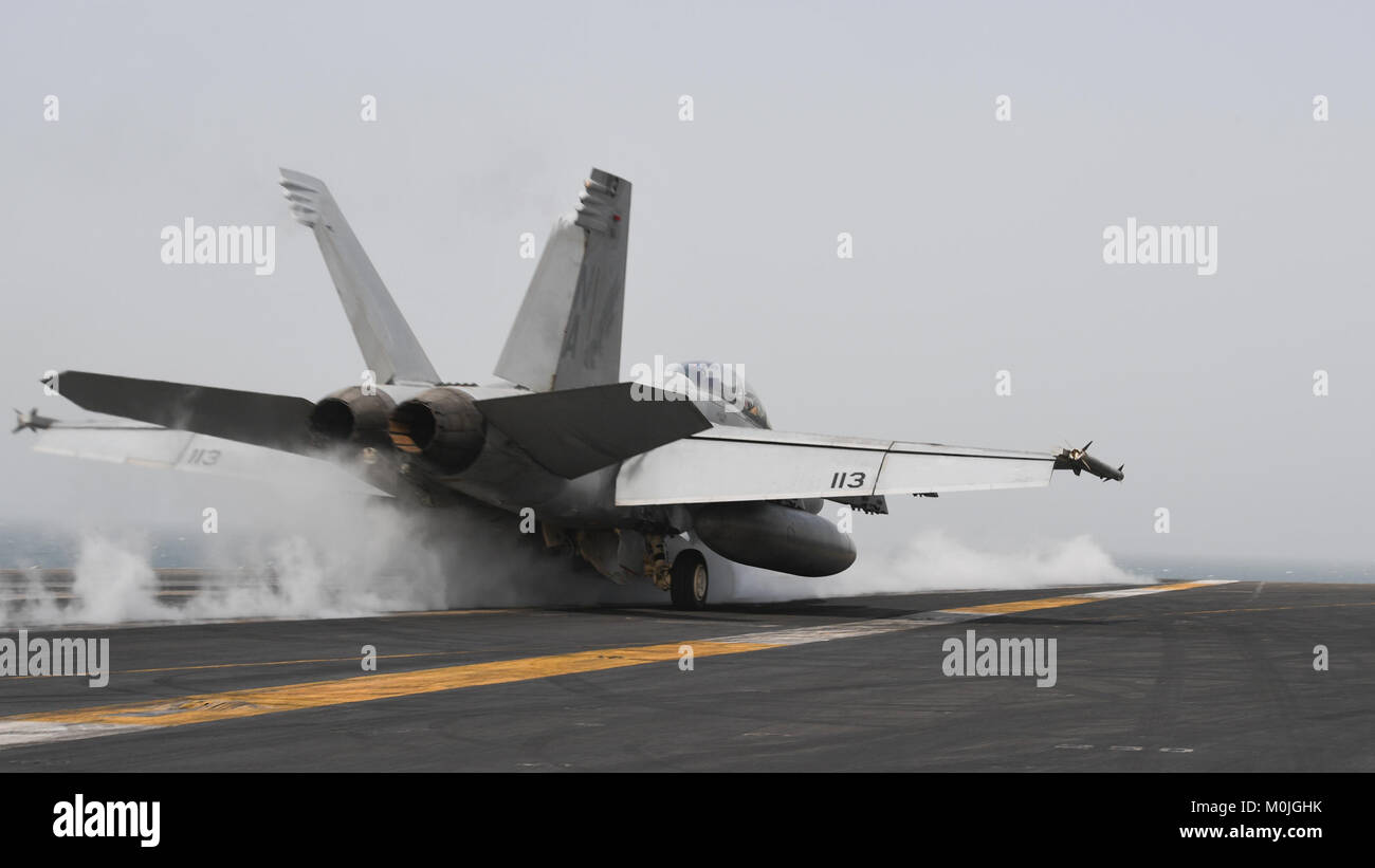 An F/A-18F Super Hornet, assigned to the Fighting Redcocks of Strike ...